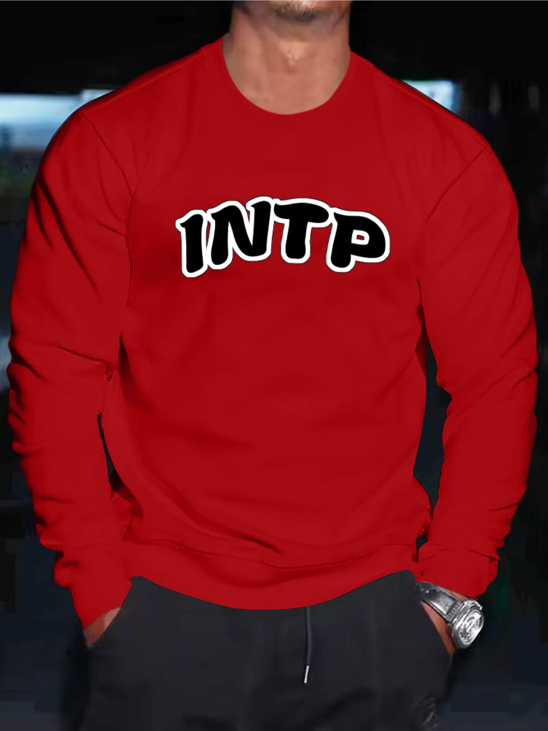 Intp Print Men's Pullover Round Neck Long Sleeve Sweatshirt - Temu Canada