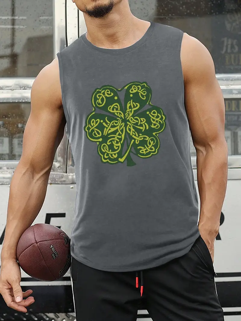 Plus Size Casual Irish Luck Joy Print Mens Tank Top Temu Canada