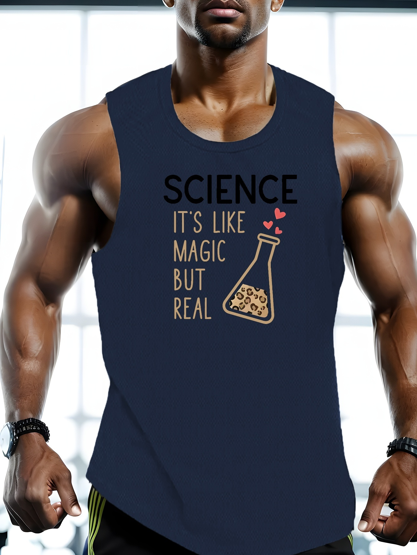Plus Size Science 's Like Magic Real Print Men's Trendy Tank - Temu New ...