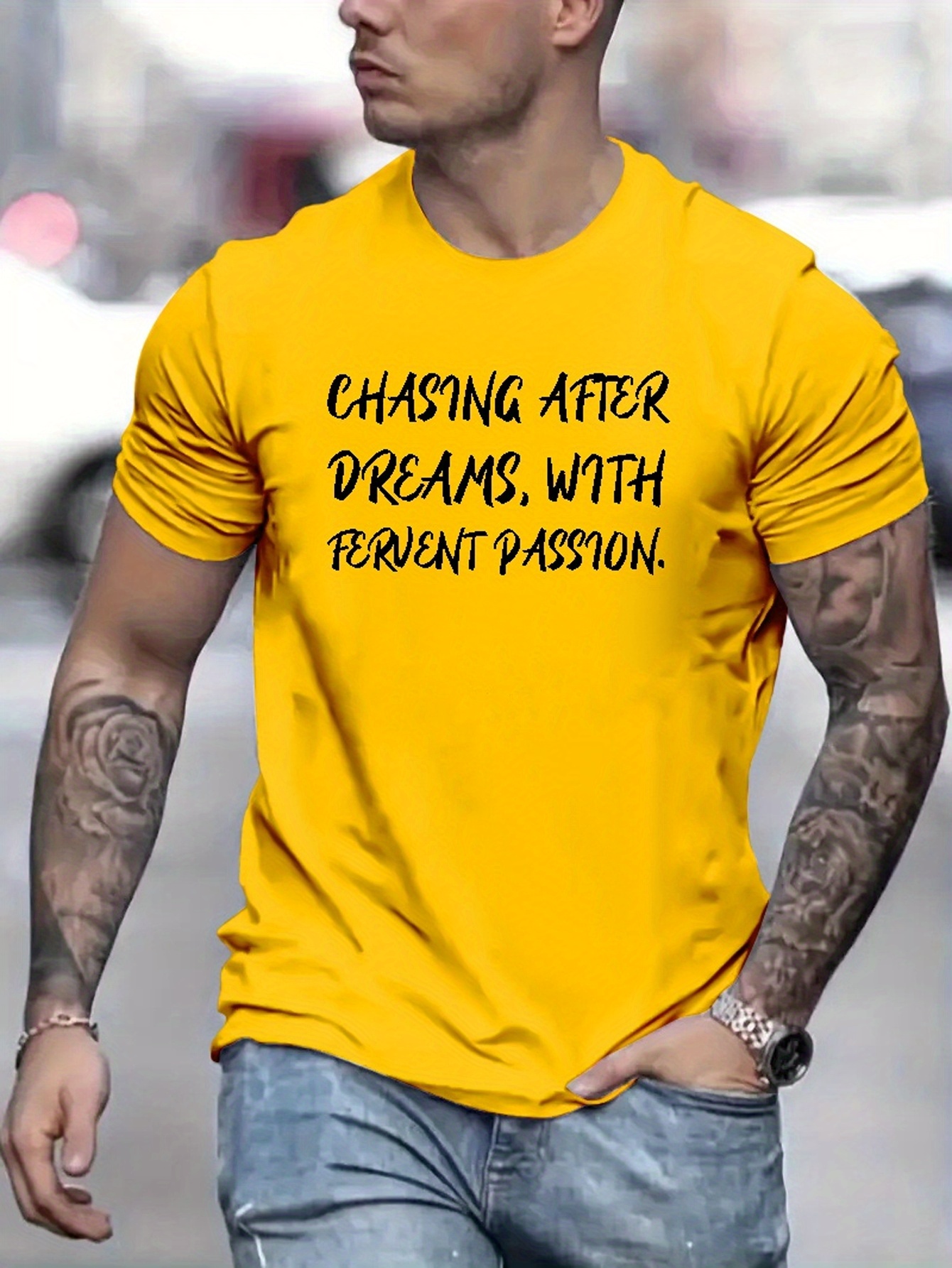 Chasing Dreams Print Men's Casual T shirt Crew Neck Short - Temu Ireland