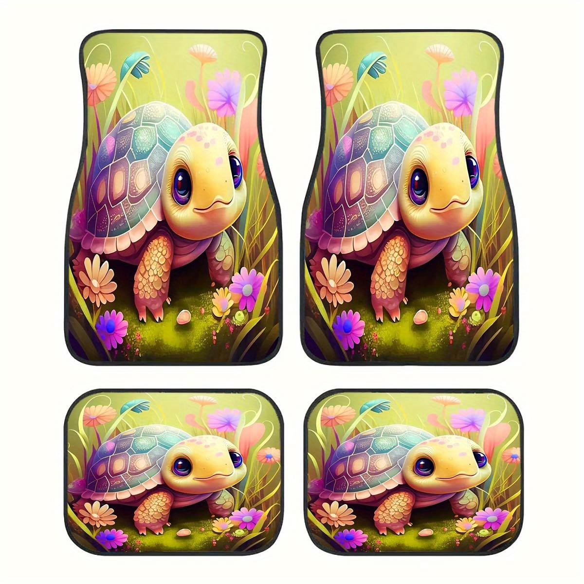 Cute Cartoon Sea Turtle Print Car Front Rear Foot Pad Set - Temu Ireland