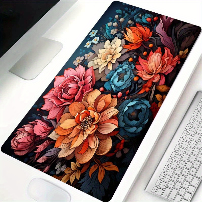 Oil Colored Flower Printed Computer Desk Mat Keyboard Mat - Temu