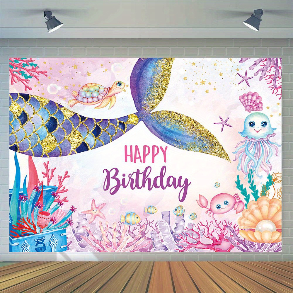 Mermaid Photography Backdrop Vinyl Sea Shell Coral Birthday - Temu Canada