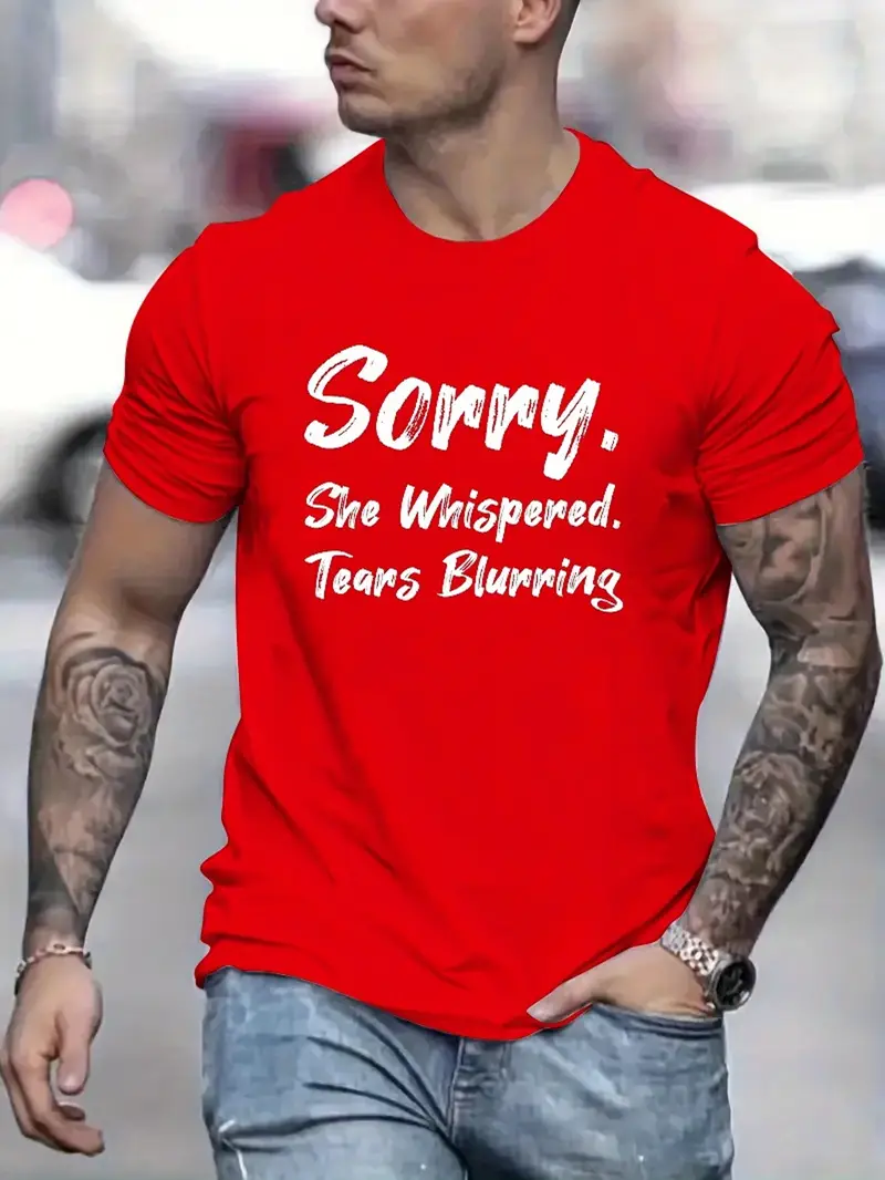 Sorry Whispered Print T Shirt Tees Men Casual Short Temu Australia