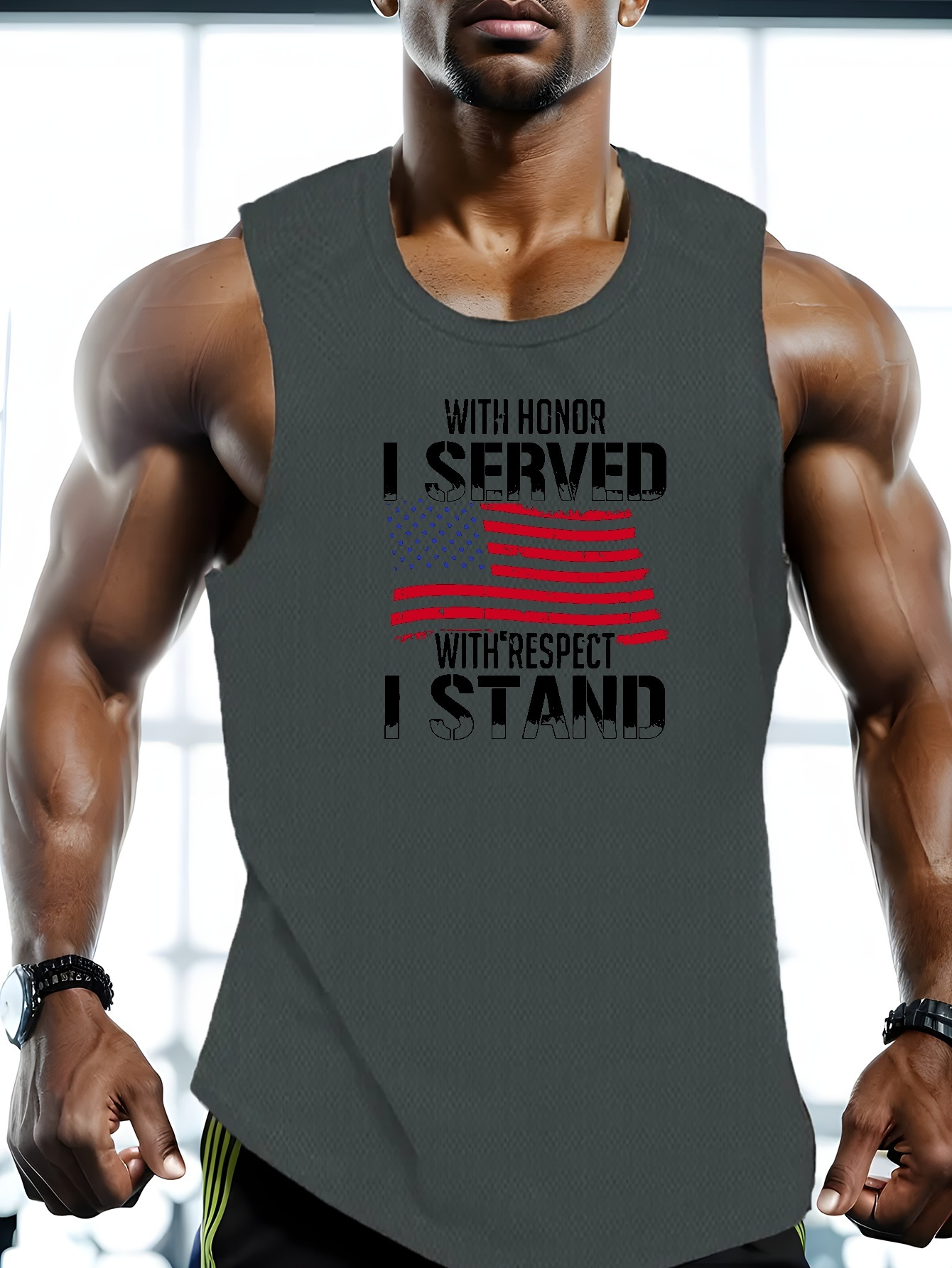 Plus Size Served Respect Stand Print Men's Trendy Tank - Temu Australia