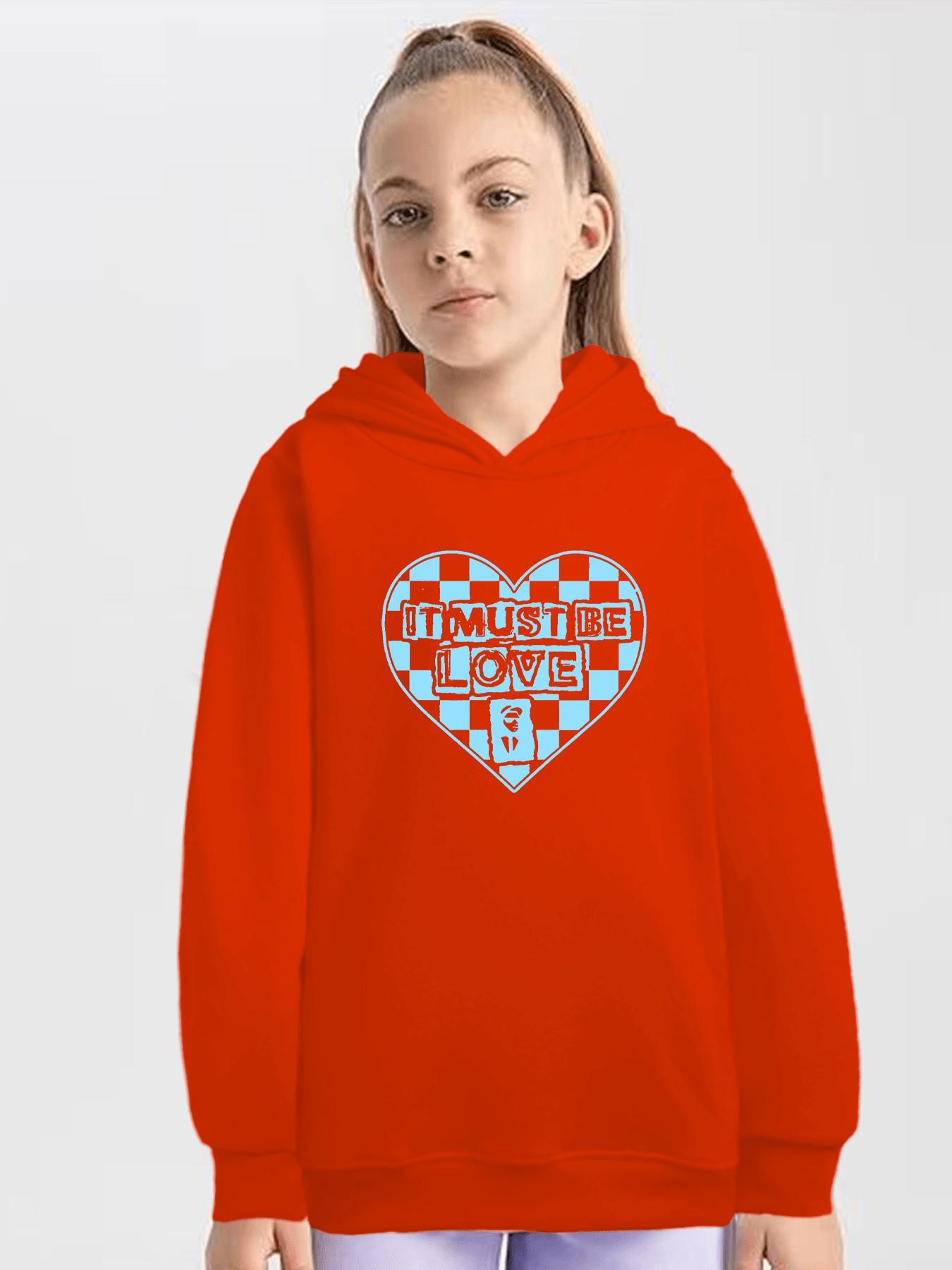 Must Love Heart Graphic Print Girls' Warm Hoodie Fleece - Temu South Africa