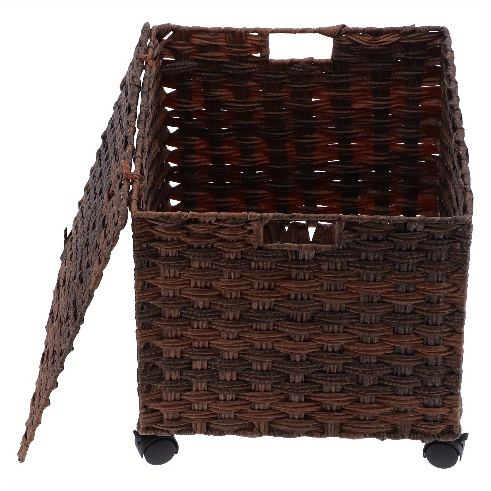 Pe Rattan Rolling File Box Storage Cabinet Casters File - Temu Canada