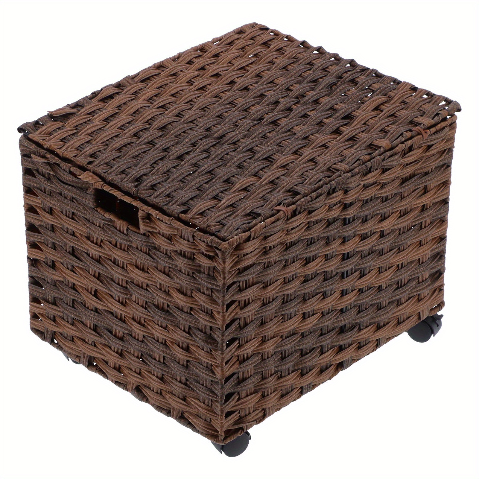 Pe Rattan Rolling File Box Storage Cabinet Casters File - Temu Canada