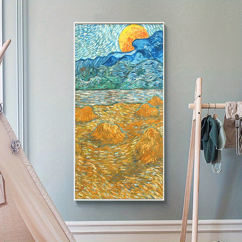 Smile Art Design Landscape Wheat Sheaves Rising Moon 1889 - Temu ...