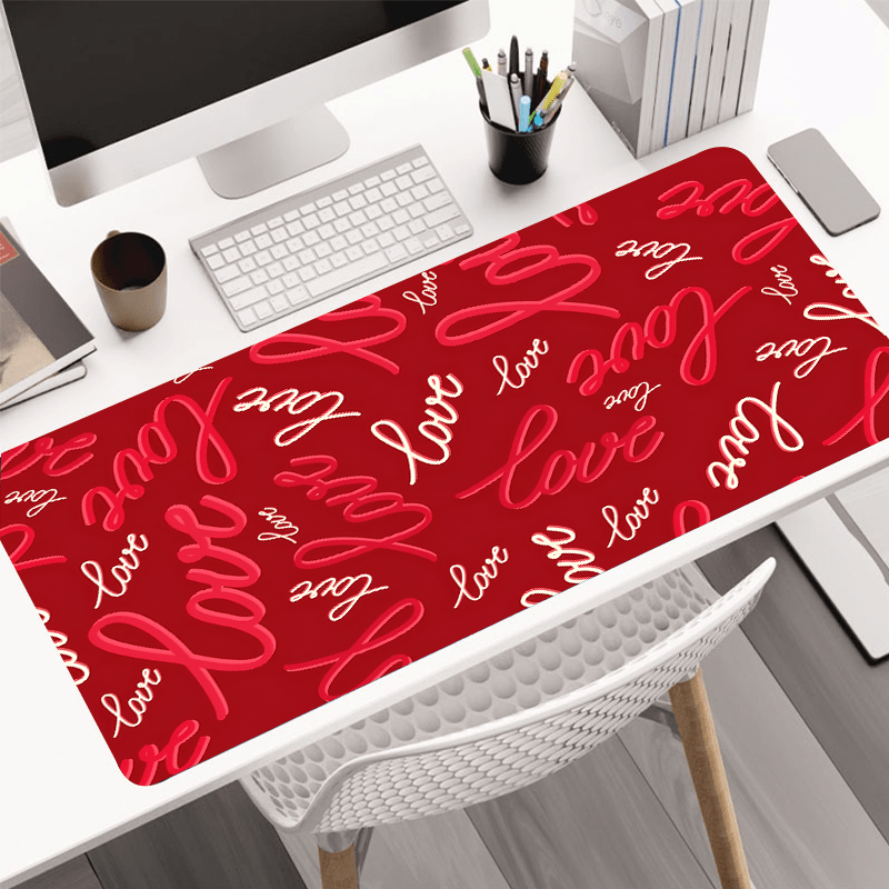 Art Font Love Gaming Mouse Pad Red Large Mouse Pad Non slip - Temu Ireland