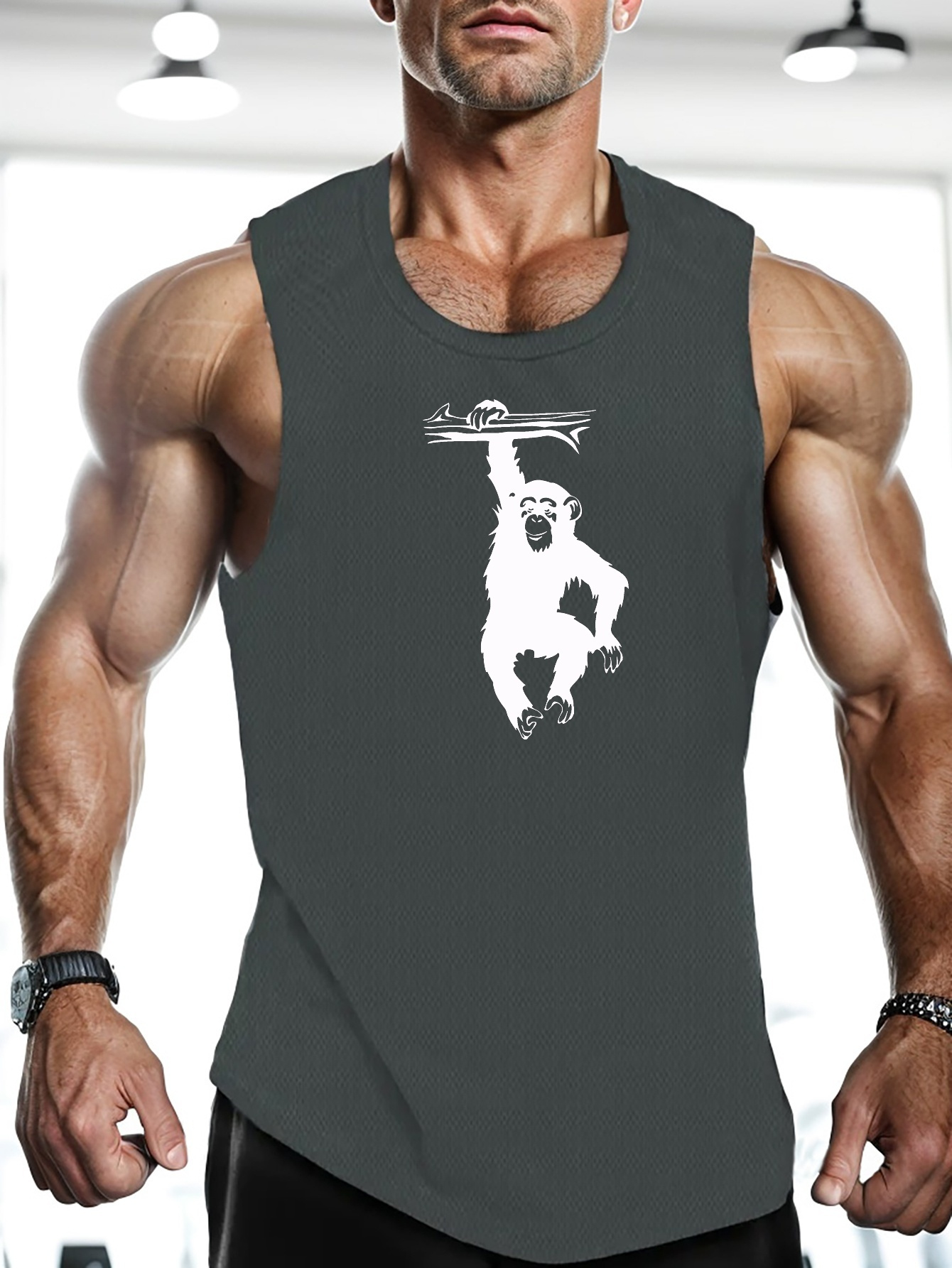 Plus Size Men's Monkey Pattern Tank Tops Comfy Breathable - Temu United ...