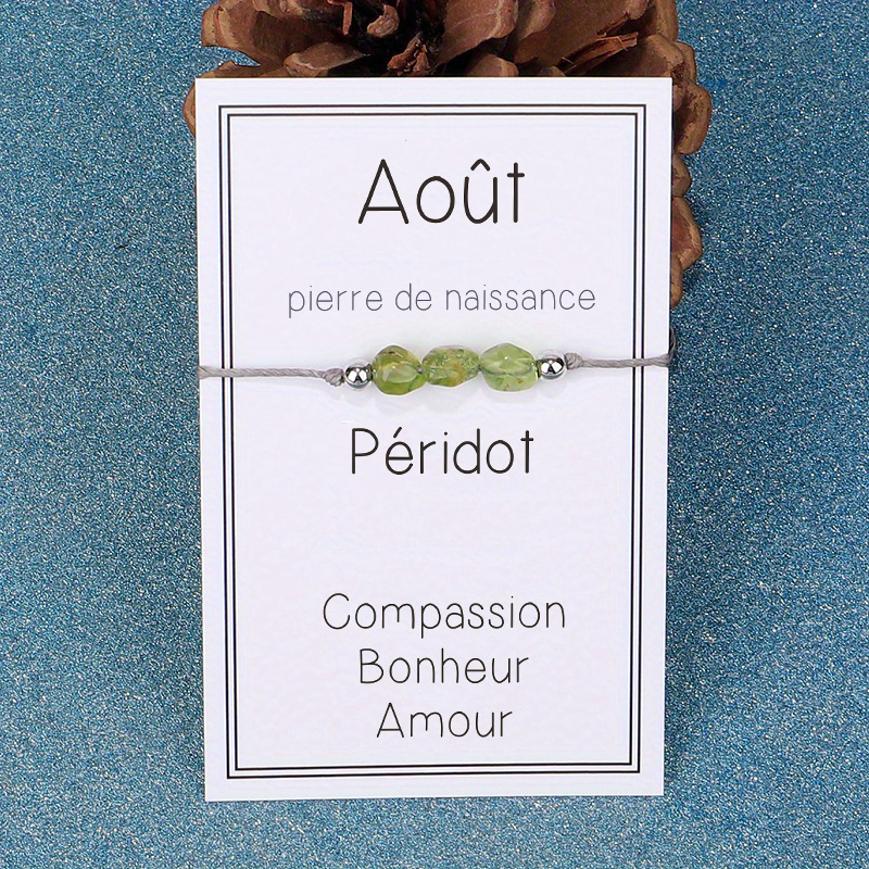 French Card Random Shape Stone Birthstone Bracelet 12 Months - Temu ...