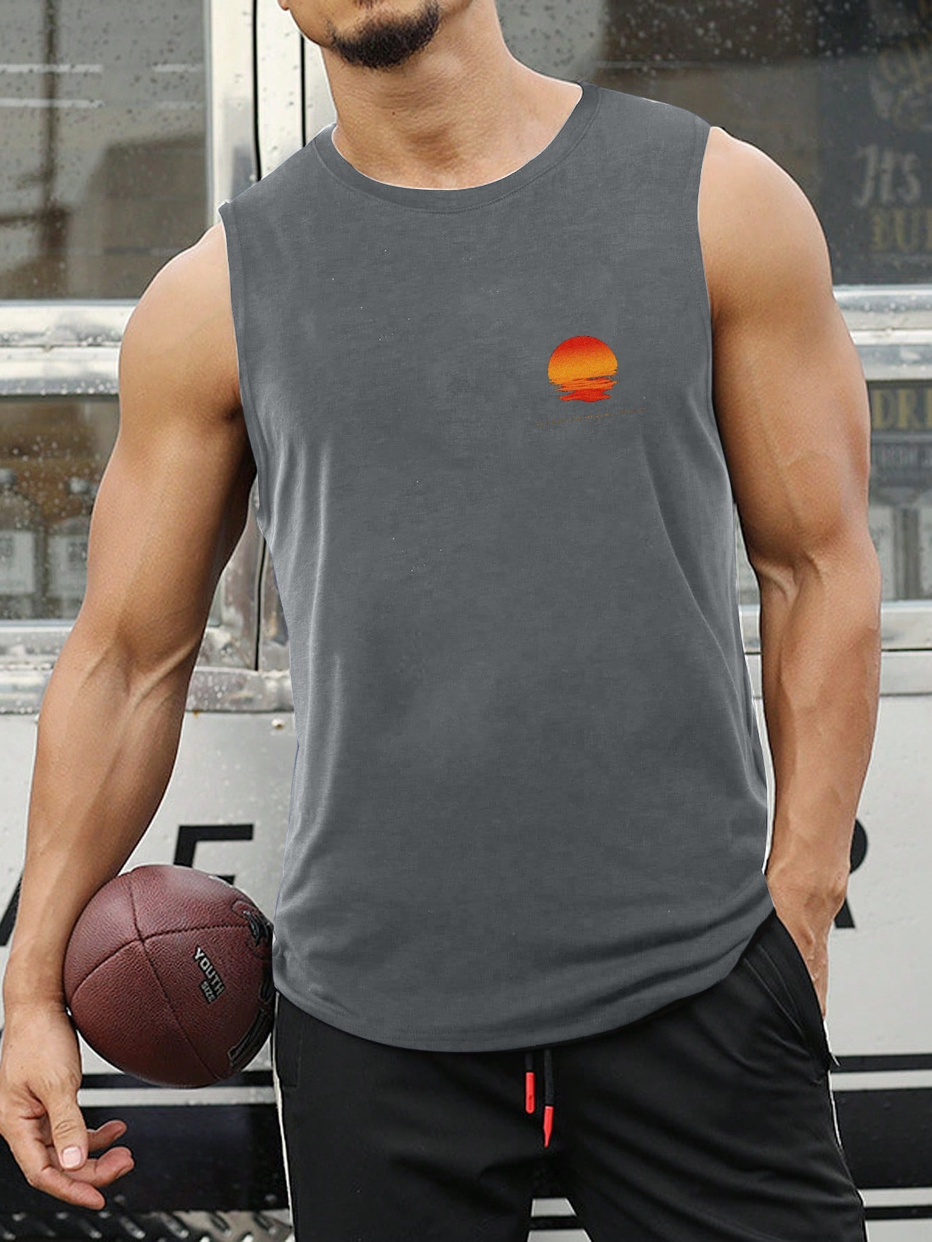 Plus Size Sunset Print Men's Sleeveless Tank Tops Comfy - Temu Philippines