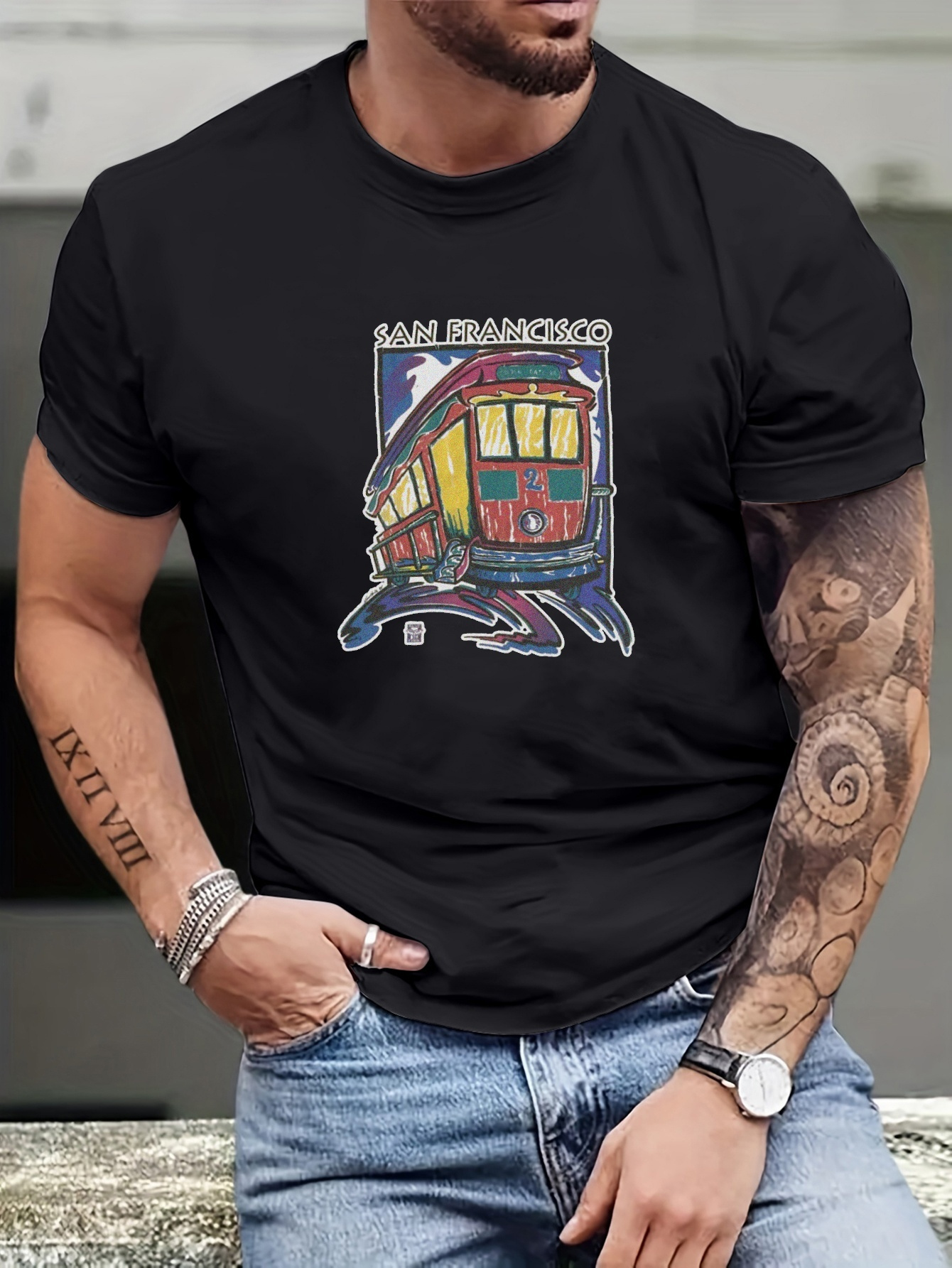 "san Francisco" Creative Train Pattern Print Plus Size - Temu Philippines