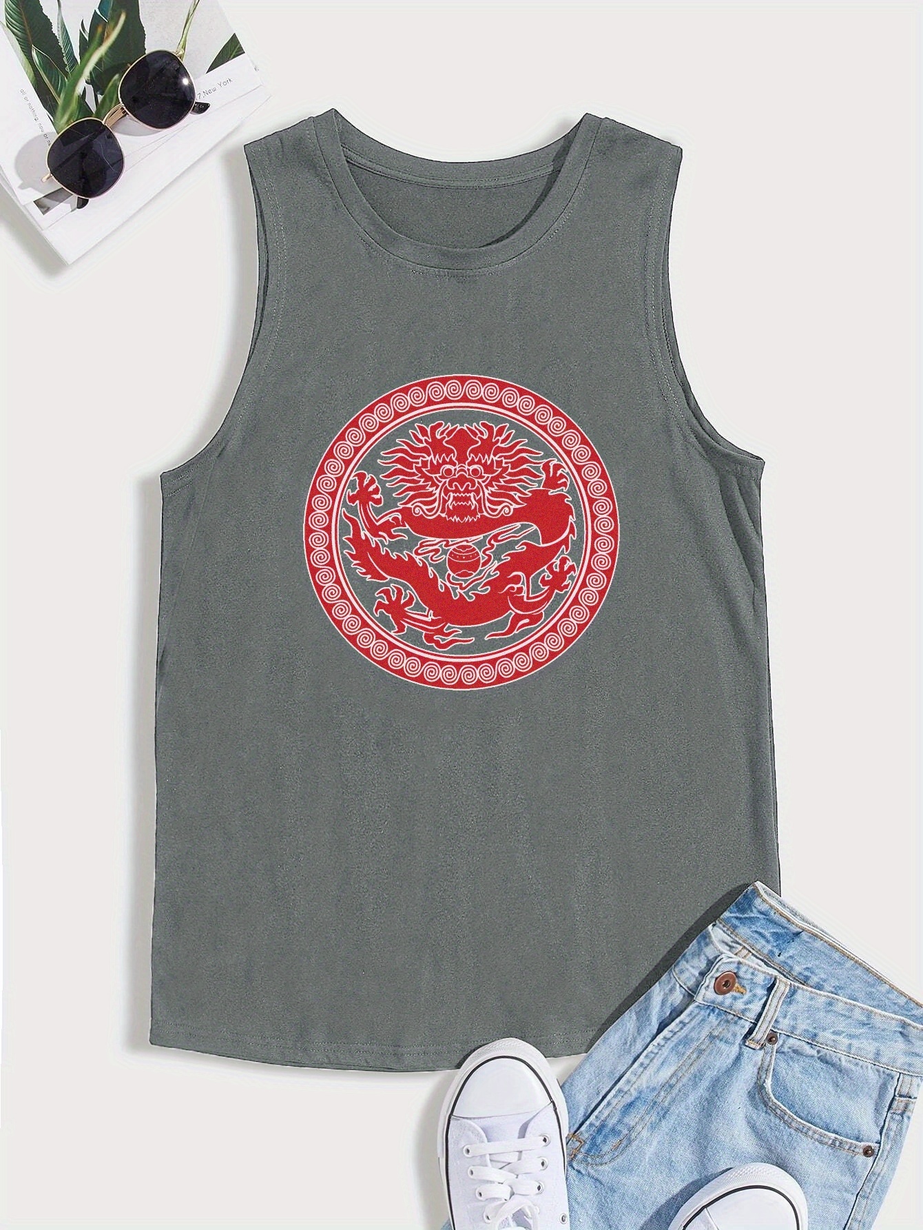 Chinese Dragon Graphic Print Plus Size Casual Breathable - Temu Canada