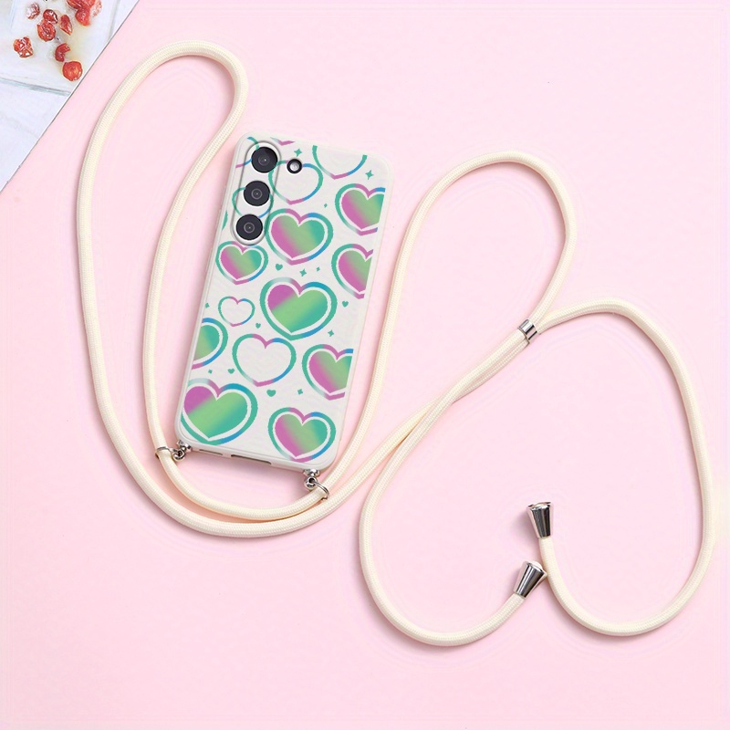 Hearts Pattern Phone Case Crossbody Necklace Strap Lanyard - Temu Canada