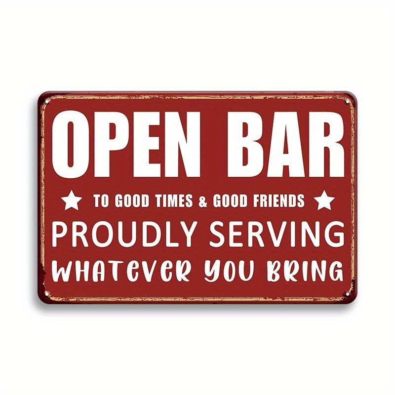 Vintage Bar Sign Decor Funny Bar Open Aluminum Signs Home - Temu Canada