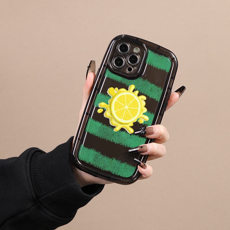 Silicone Shockproof Stripe Lemon Phone Case Iphone 11 12 13 - Temu Ireland