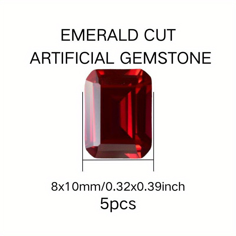 Emerald Cut Blood Red Gemstones Laboratory Gemstones Holiday - Temu