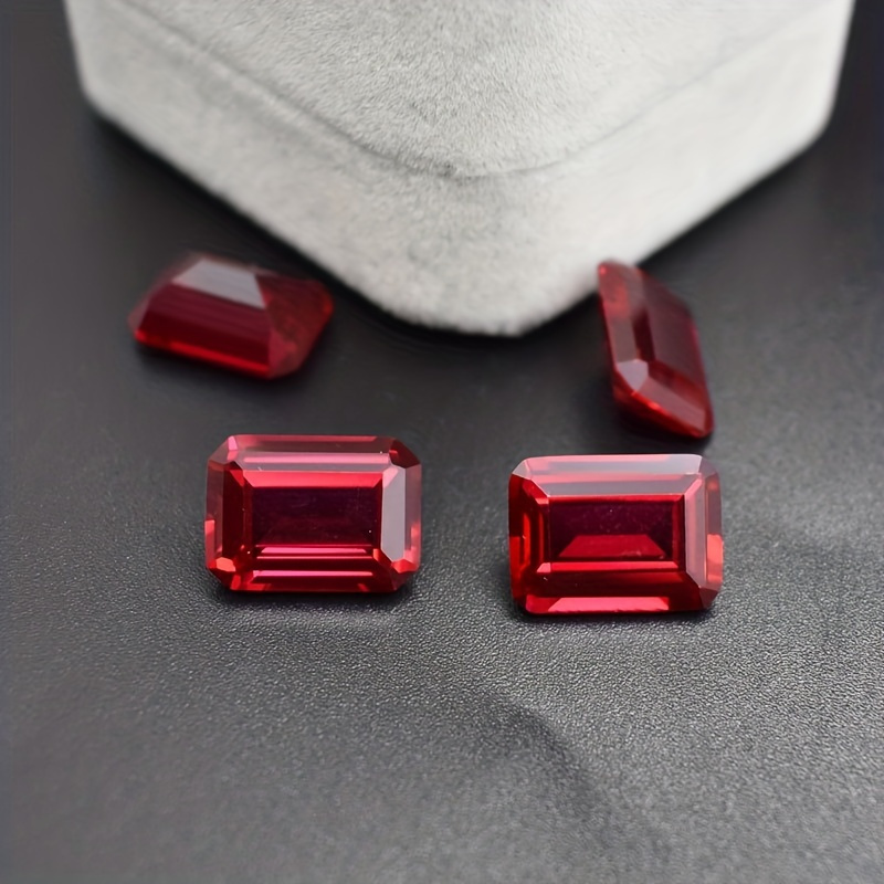 Emerald Cut Blood Red Gemstones Laboratory Gemstones Holiday - Temu