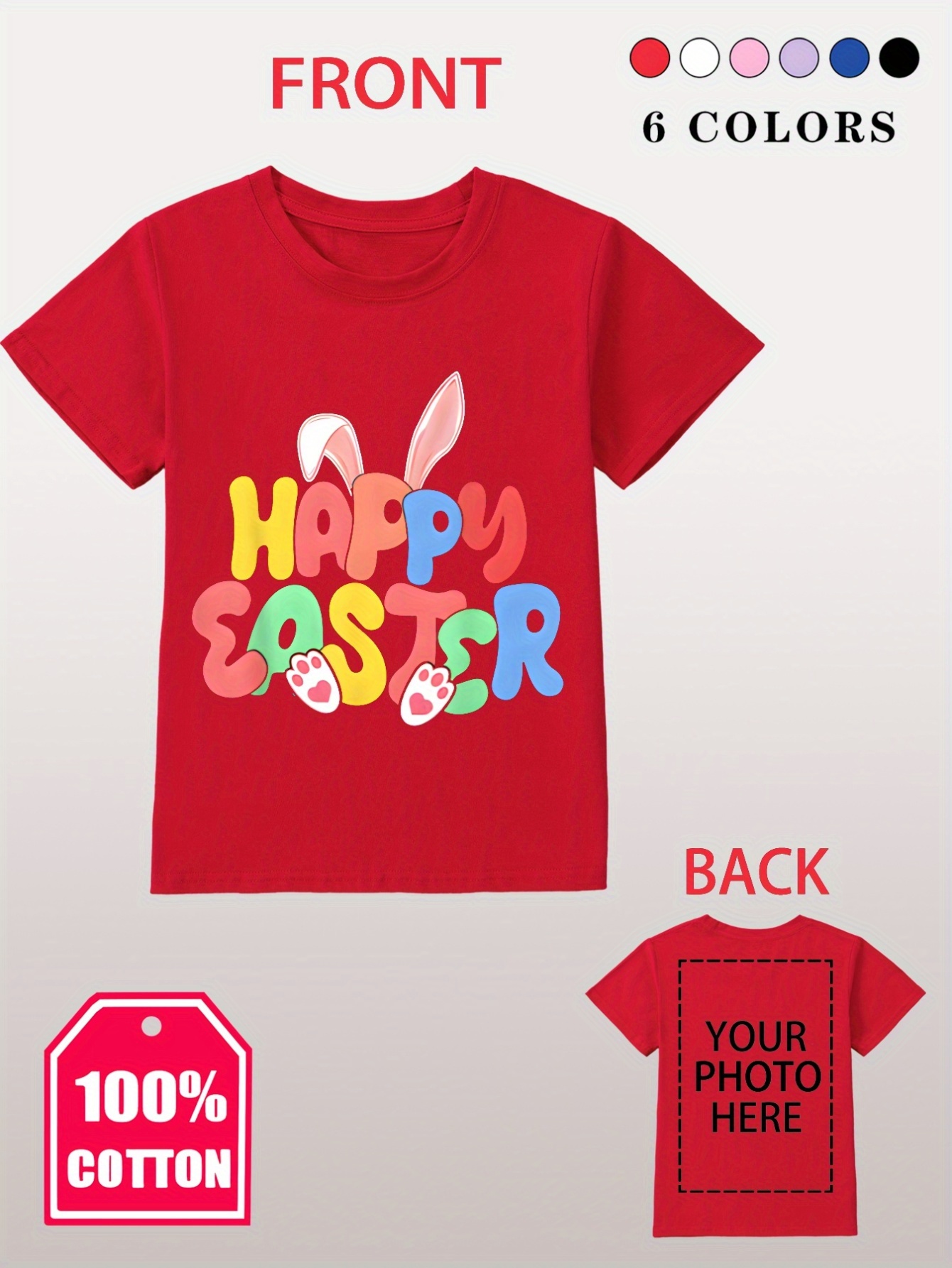 Customized Series Happy Easter Print Boys/ Girls Cotton - Temu Ireland