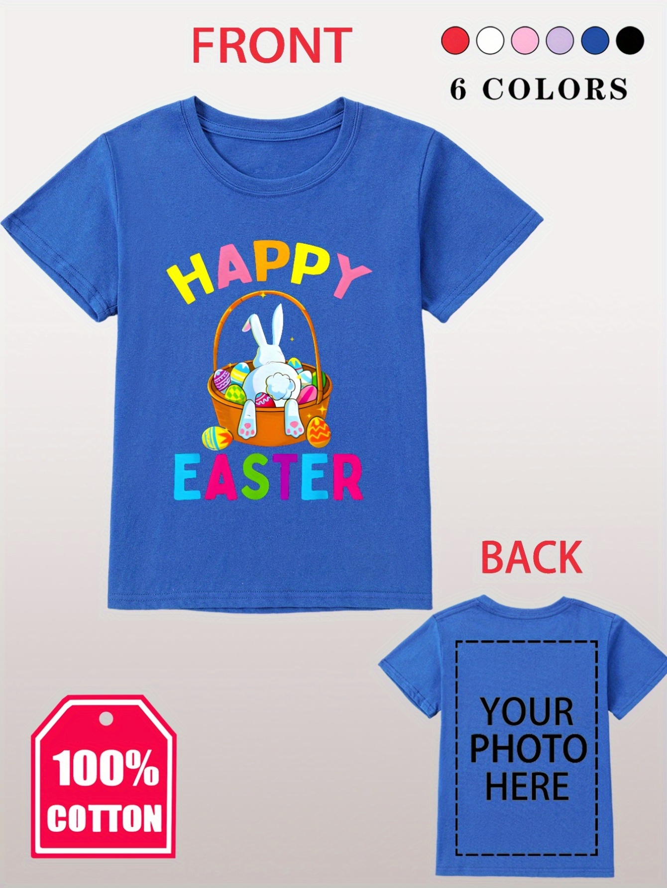 Customized Series Easter Basket Print Boys/ Girls Cotton - Temu Australia