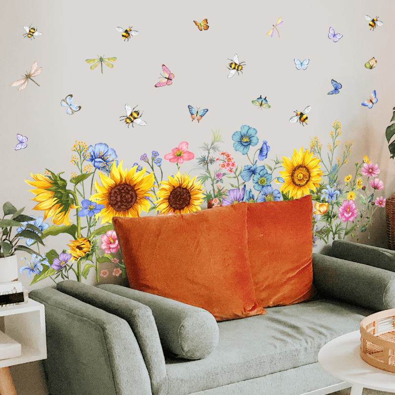 Self adhesive Removable Wall Sticker Sunflower Sticker - Temu United