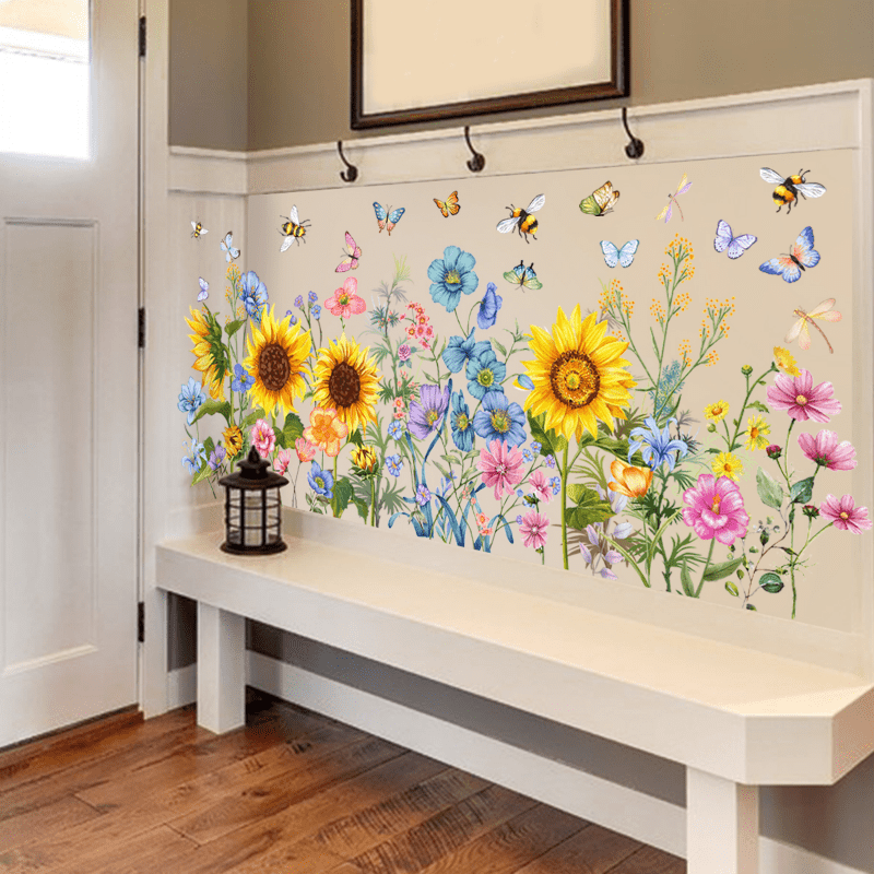 Self adhesive Removable Wall Sticker Sunflower Sticker - Temu United