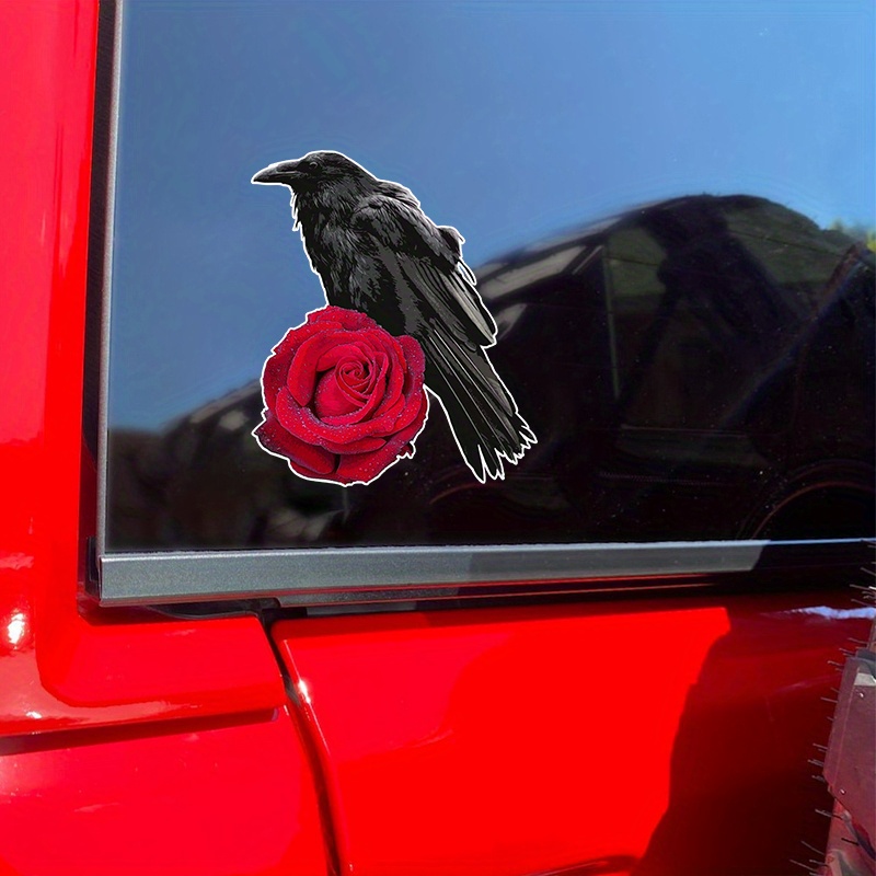 Crow Rose Vinyl Waterproof Sticker Decal Car Laptop Wall - Temu Australia