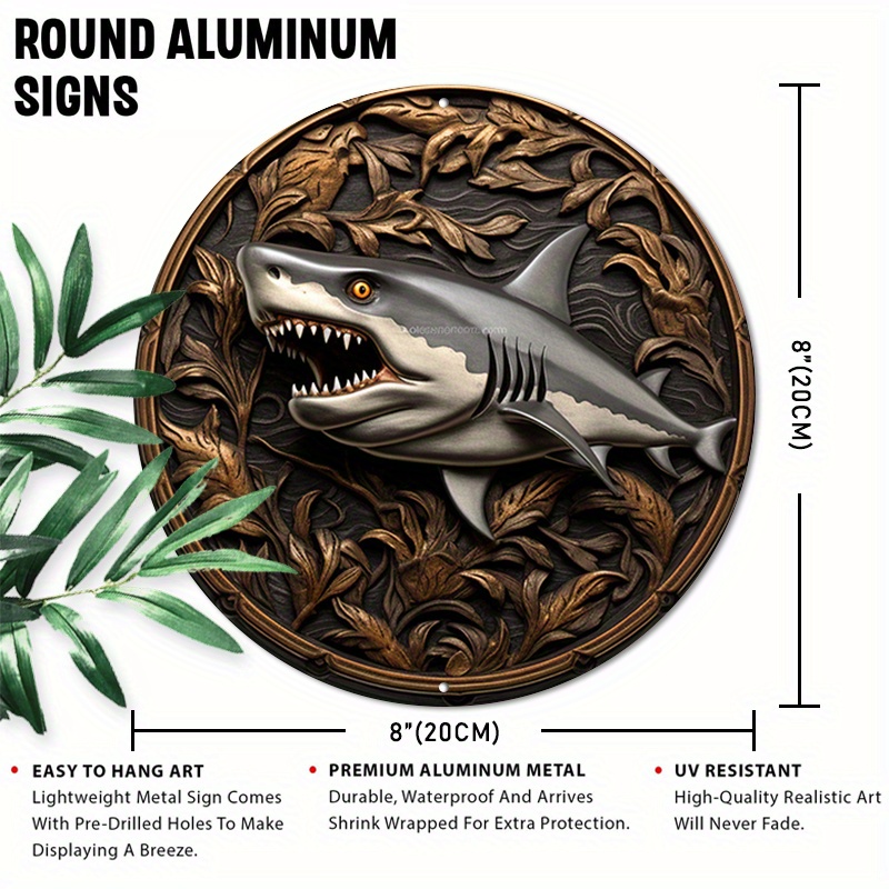 Round Aluminum Sign Metal Sign Funny Shark Sign Tin Sign - Temu