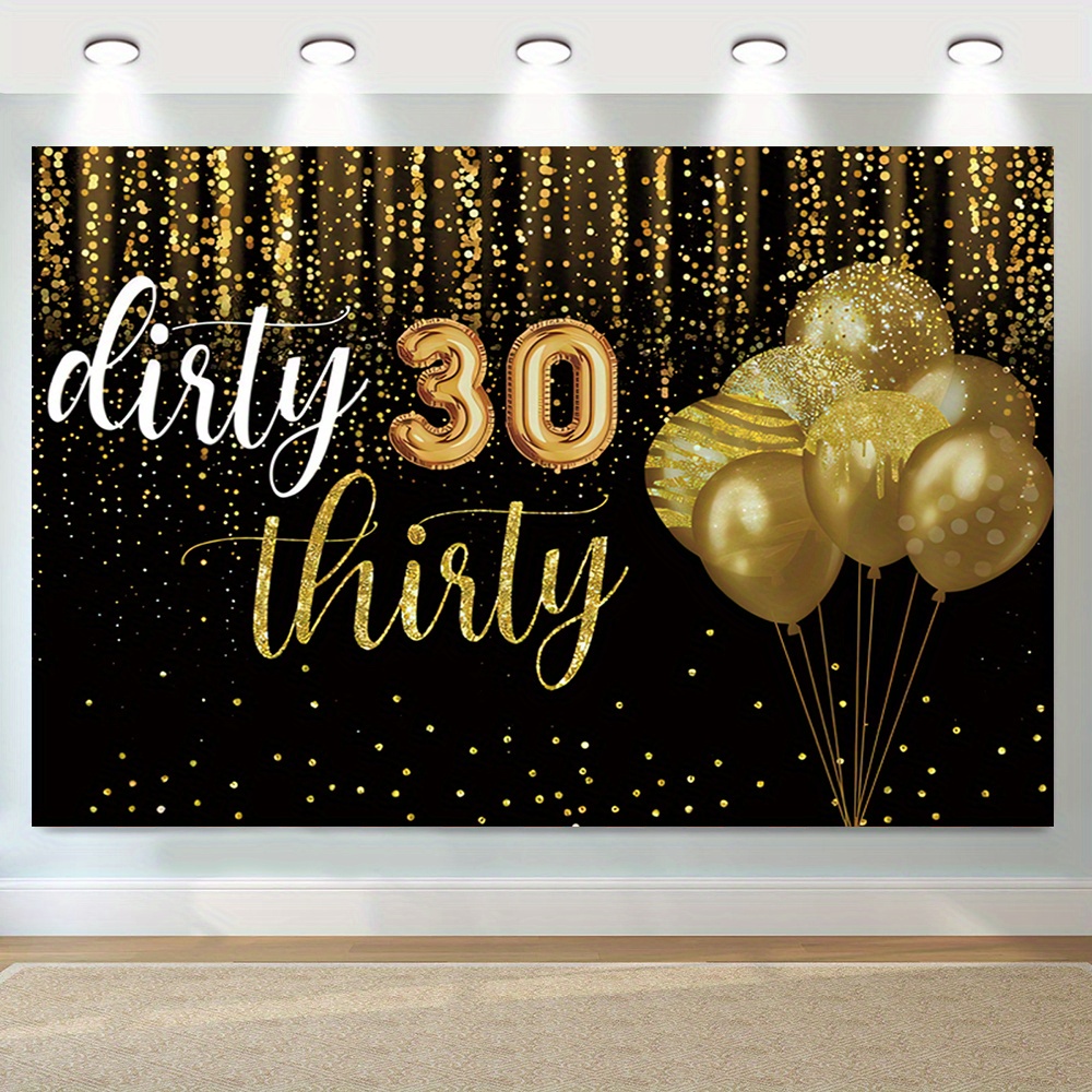 vinyl tapestry dirty thirty balloons black 30th birthday - Temu Canada