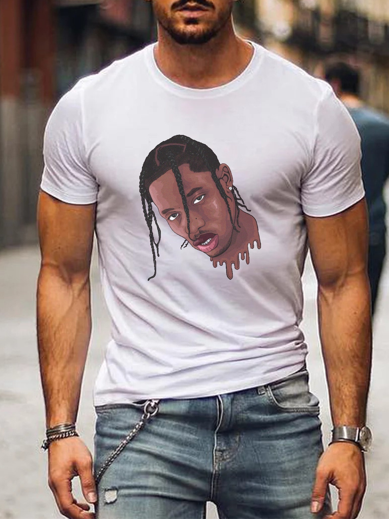 Rapper Pattern Print Plus Size Casual Crew Neck Short Sleeve - Temu New ...