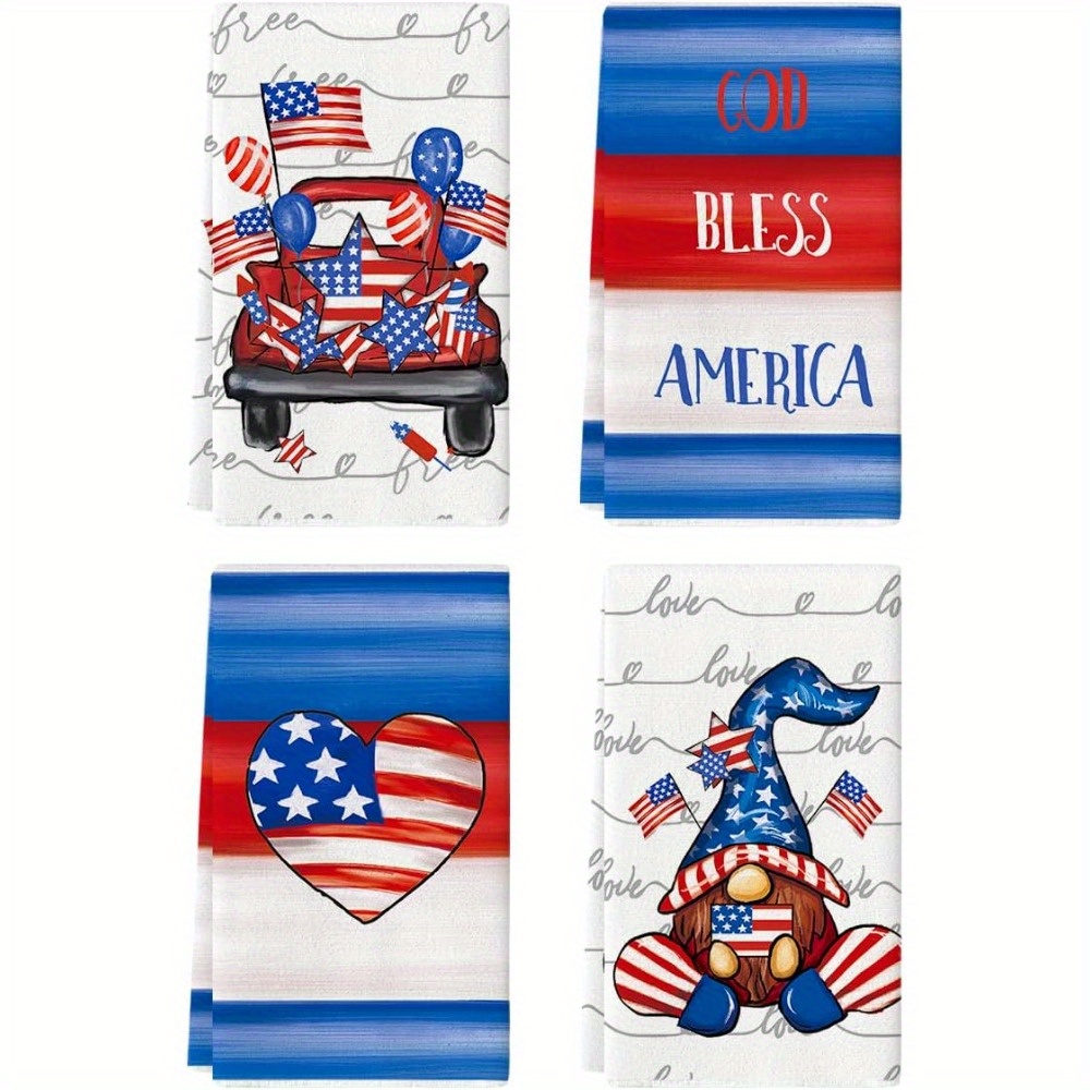 Hand Towels American Flag Freedom Theme Stripes Stars Gnomes - Temu ...