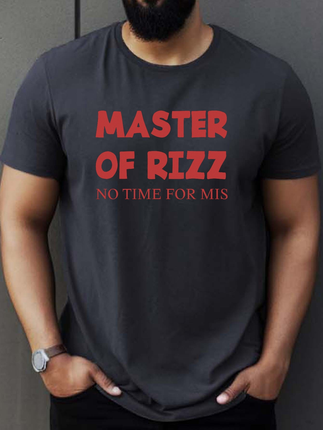 Master Rizz Pattern Men's Trendy Graphic T shirt Casual - Temu