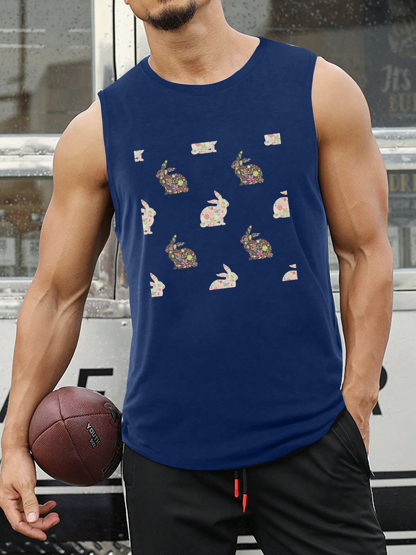 Plus Size Men's Gym Tank Top Creative Easter Bunny Print - Temu Canada