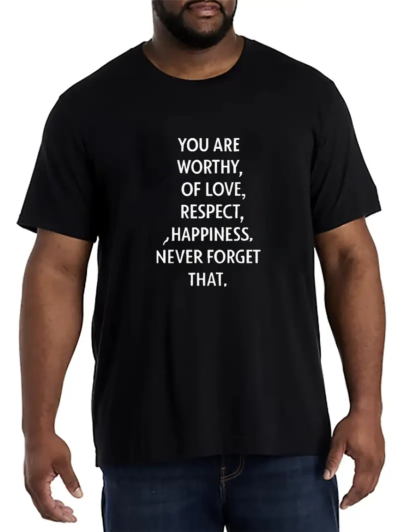 Plus Size Self Love Inspiration Pattern Casual T Shirt Men Temu Ireland