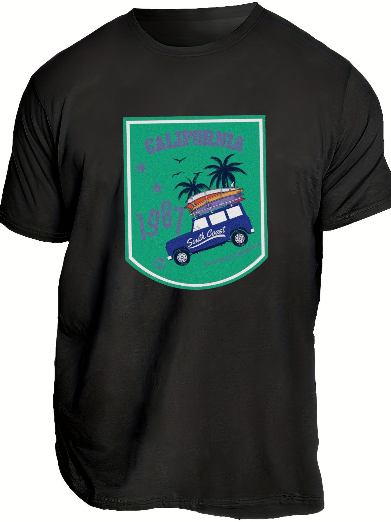 "california Print Crew Neck T shirt Men Casual Short Sleeve - Temu ...