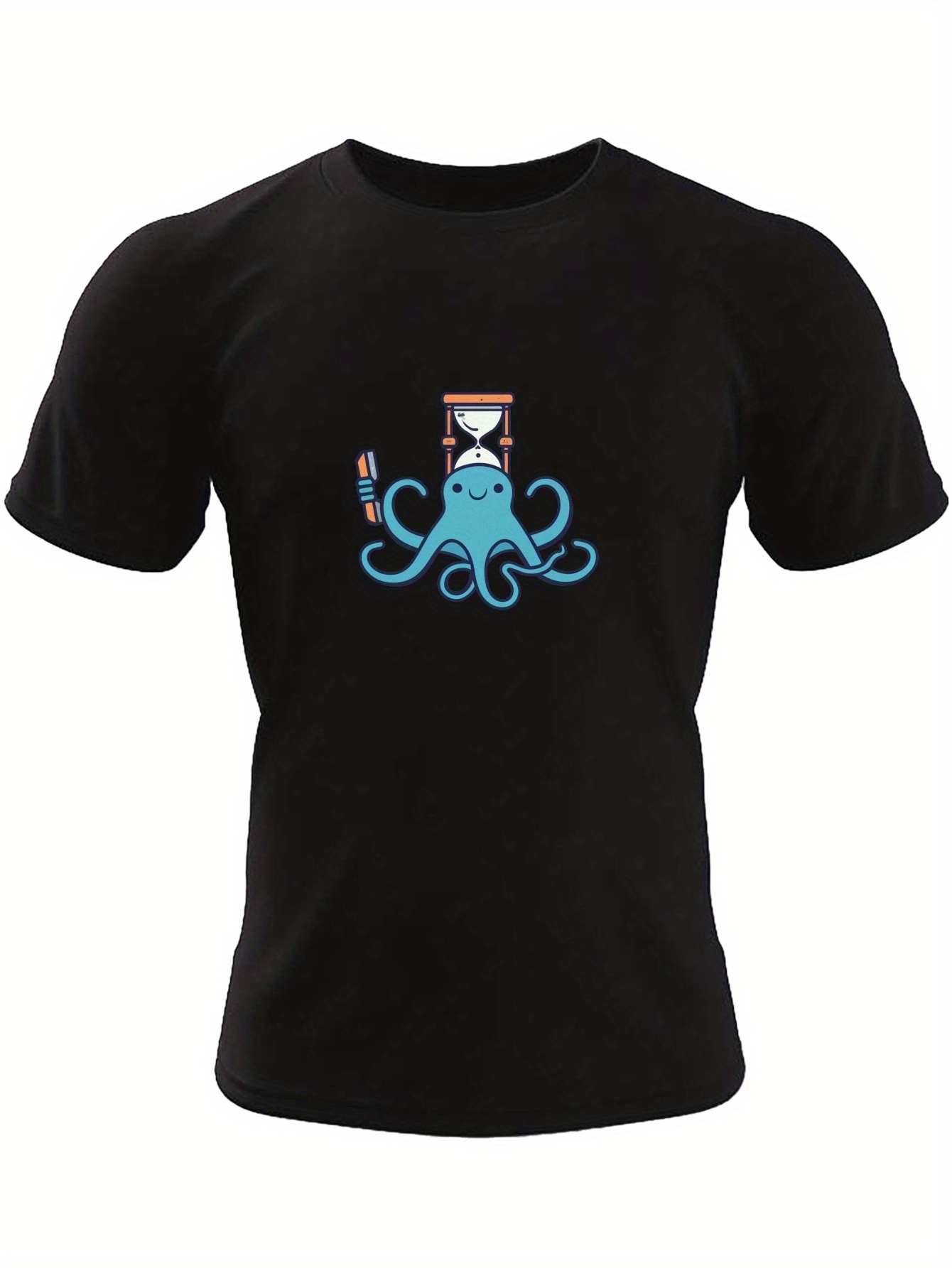 Cartoon Octopus Pattern Print Crew Neck Short Sleeve T shirt - Temu Canada