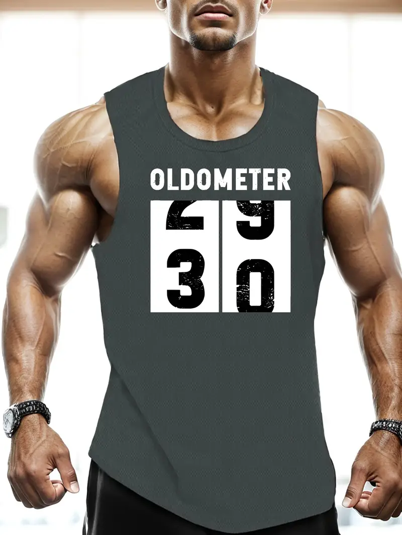 Plus Size Mens Oldometer Graphic Print Tank Top Causal Temu New Zealand