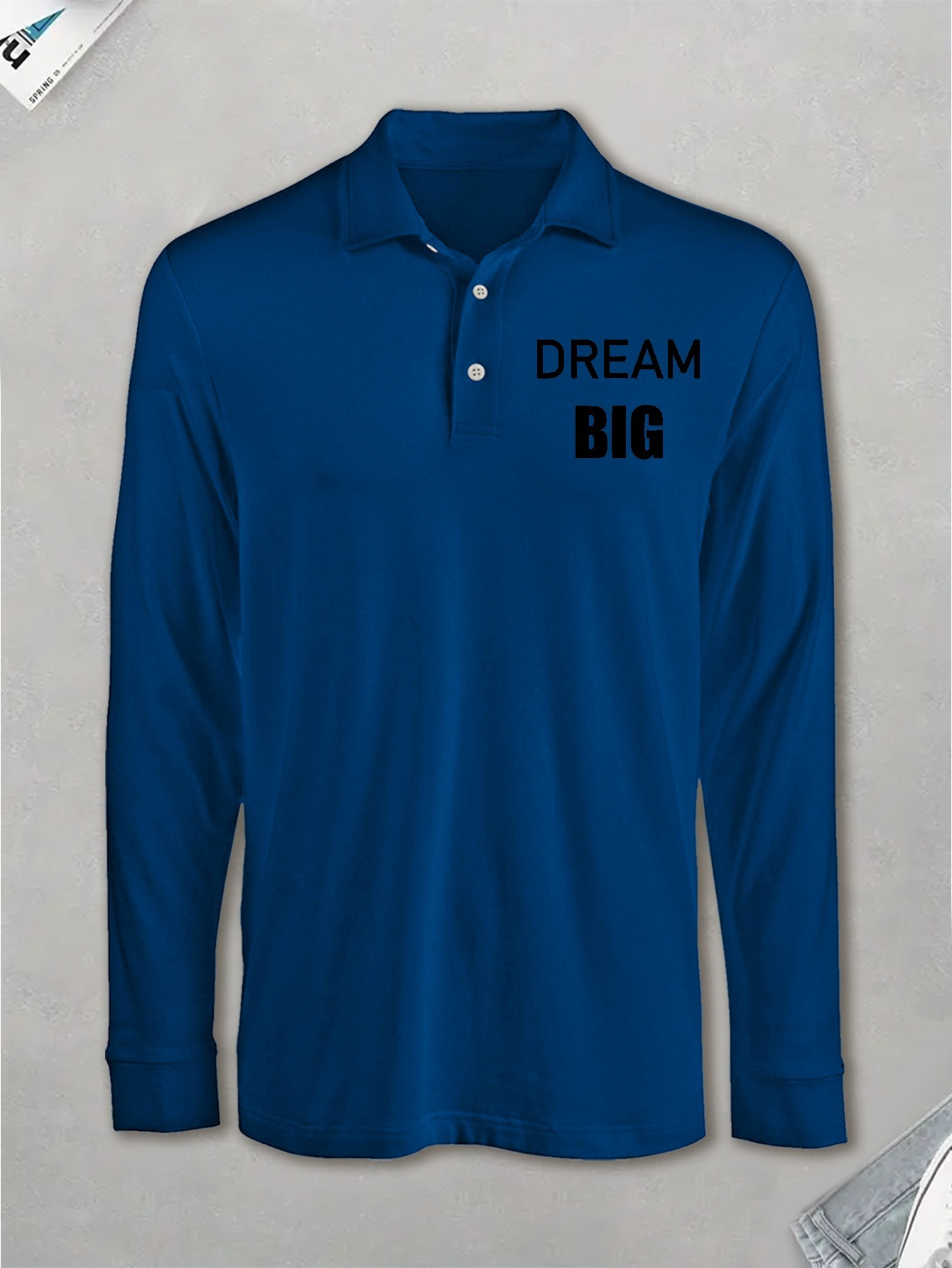 Plus Size Dream Big Print Long Sleeve Golf Shirt Men's - Temu New Zealand