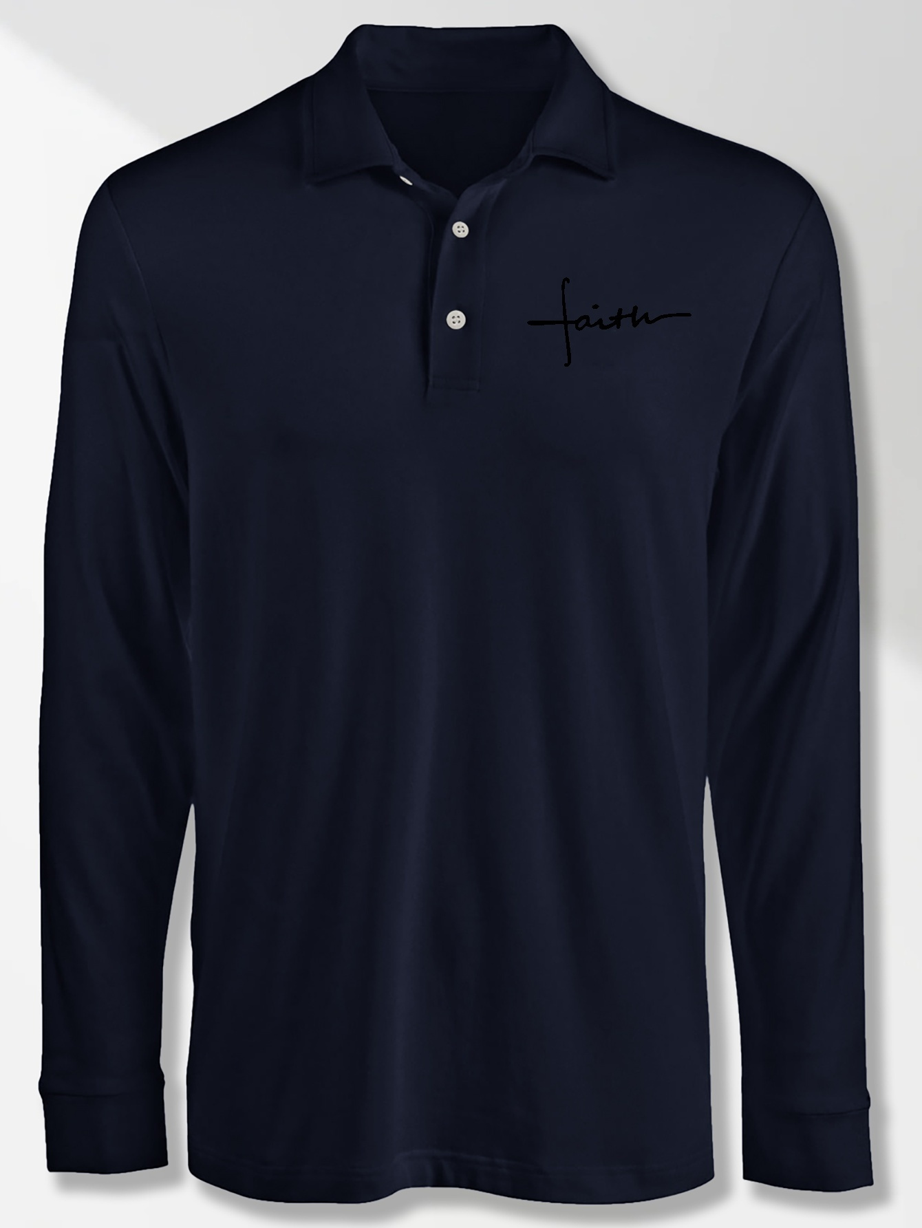 Plus Size Graffiti Faith Print Long Sleeve Golf Shirt Men's - Temu ...