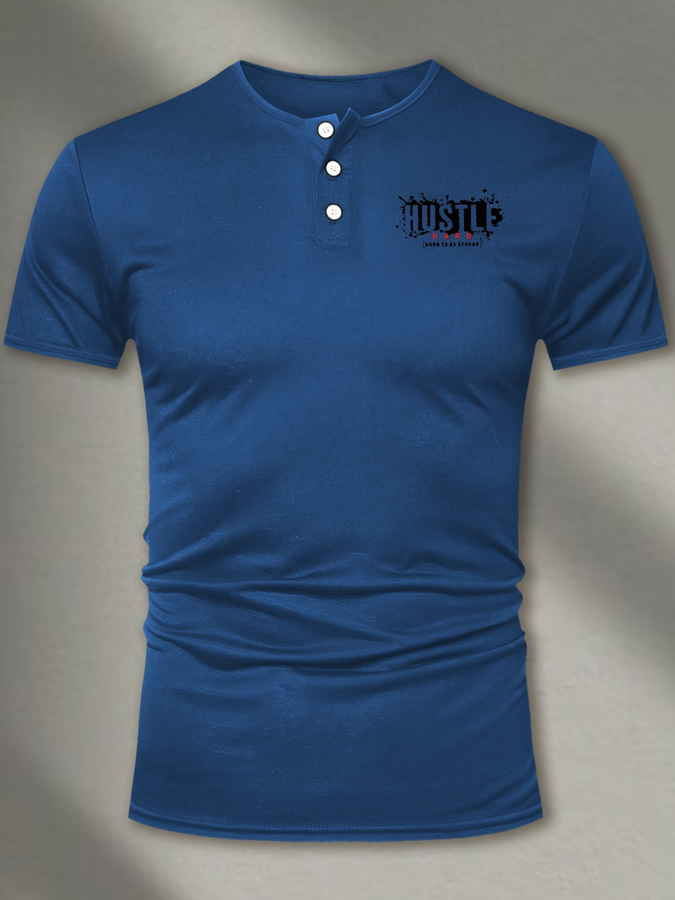 Plus Size Men's Hustle Graphic Print Henley Shirt Casual - Temu New Zealand