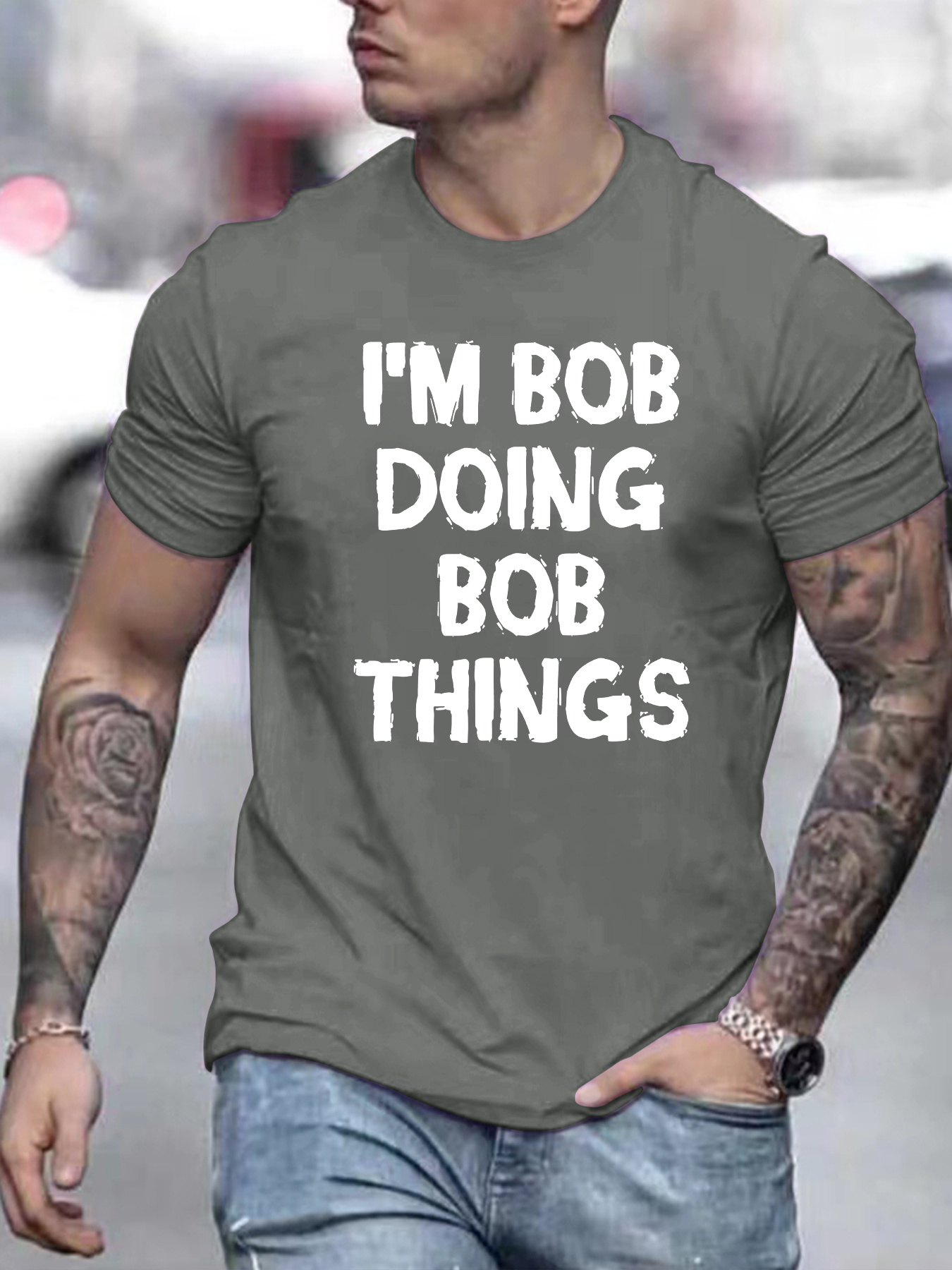 'm Bob Bob Things Print Men's Crew Neck T shirt Short Sleeve - Temu ...