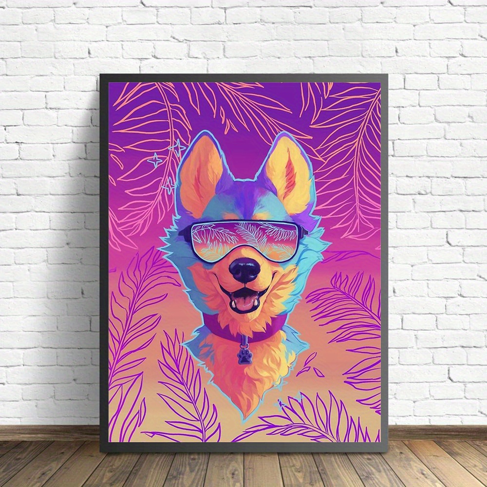 Unframed Canvas Wall Art Dog Pattern Poster Painting Home - Temu New ...