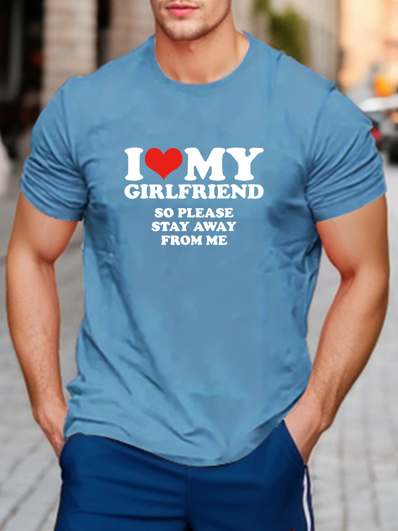 Love Girlfriend Print Tees Men Casual Crew Neck Short Sleeve - Temu ...