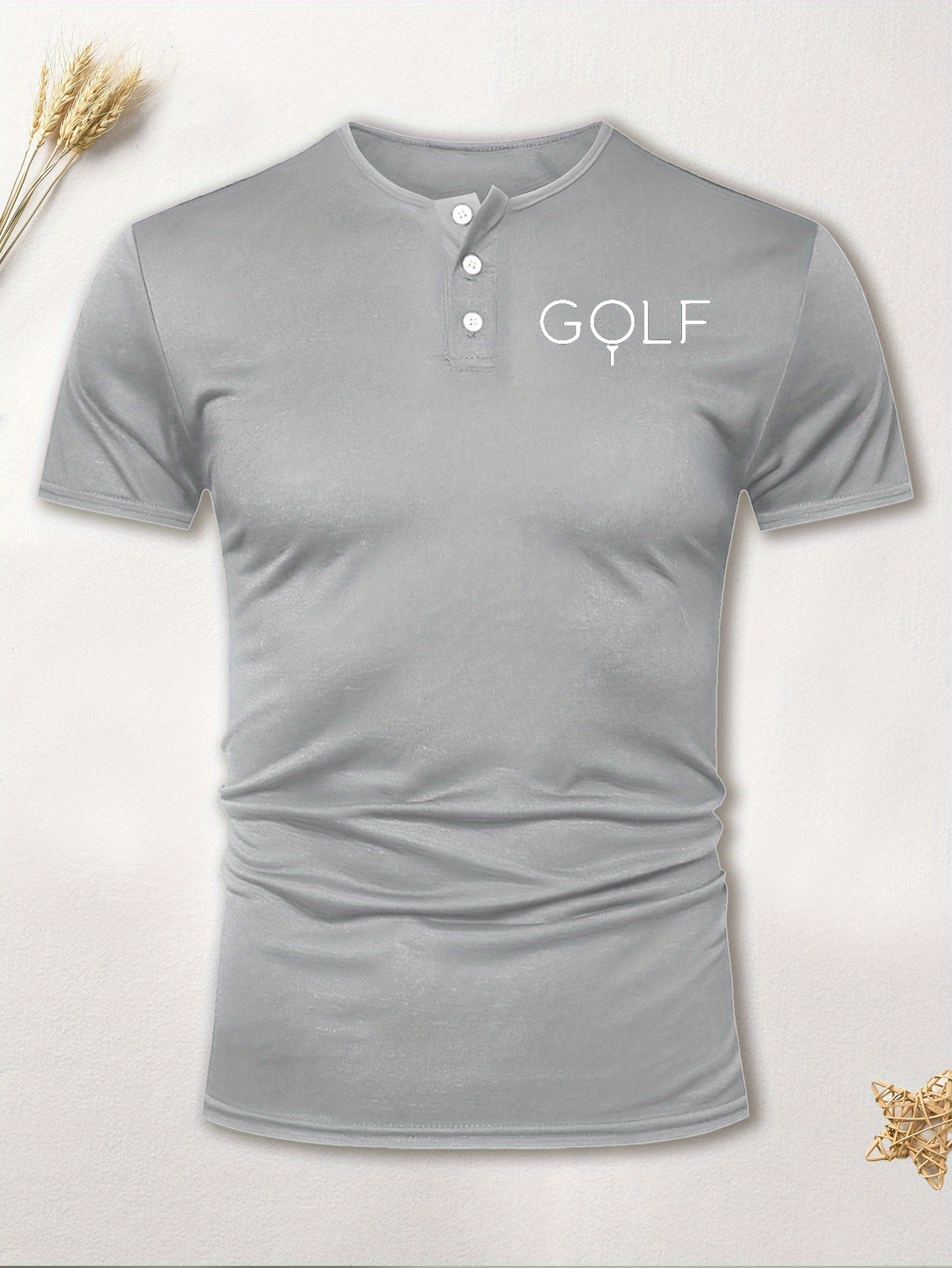 Plus Size Men's Golf Graphic Print Henley Shirt Casual - Temu Australia