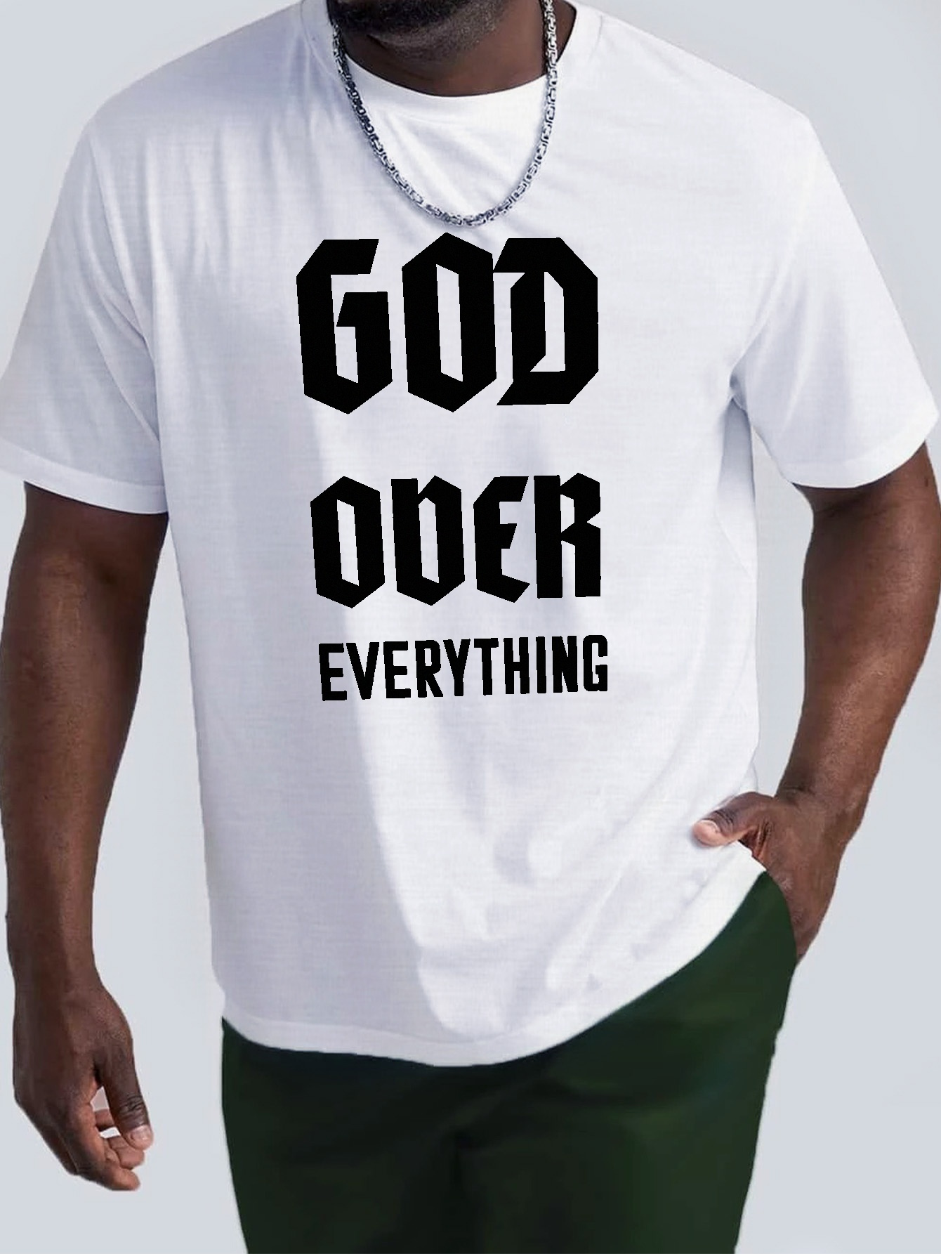Plus Size Men's God Everything Print T shirt Casual Short - Temu New ...