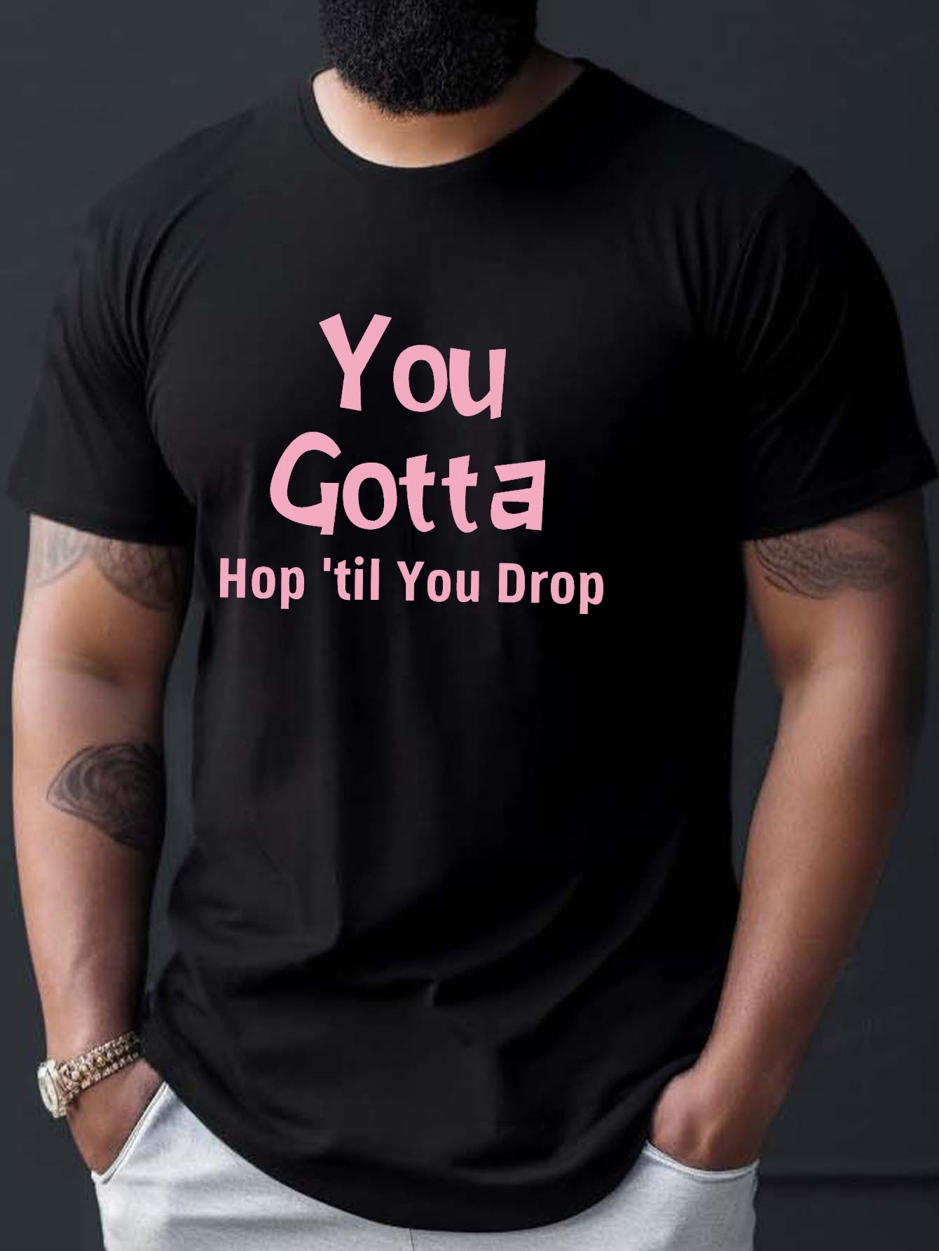 Hop Til Drop Print Men's Crew Neck T shirt Short Sleeve - Temu Canada