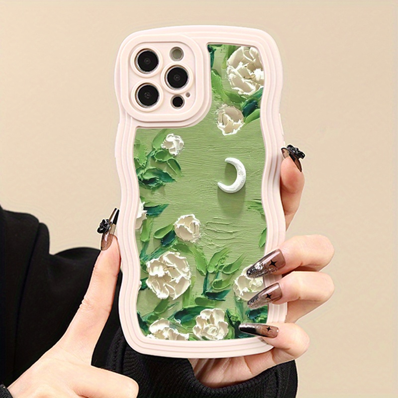 Vintage Luxury Silicone White Crescent Pattern Phone Case - Temu Canada