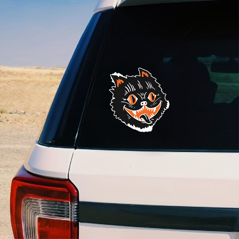 vintage halloween black cat car sticker bumper vinyl decal - {region_name}